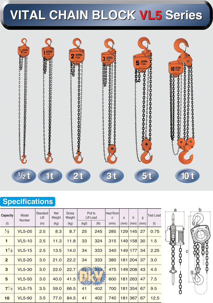 DKV VIET NAM CO.,LTD - Pa lăng xích kéo tay Vital VL5-10